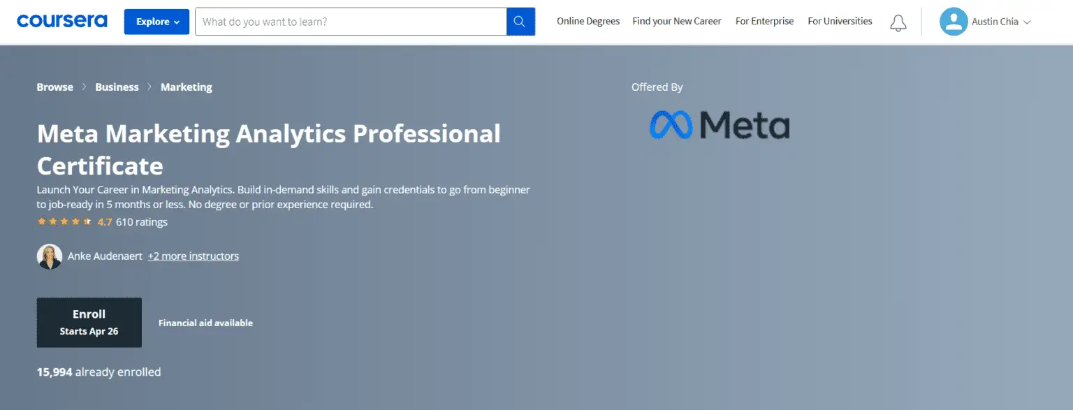 Meta Marketing Analytics Professional Certificate Review (2023)