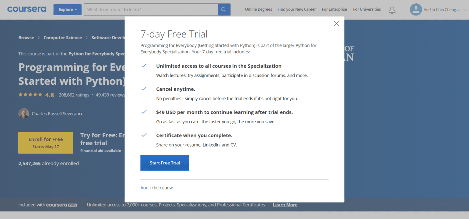 Coursera Python for Everybody: Course Review (2023)